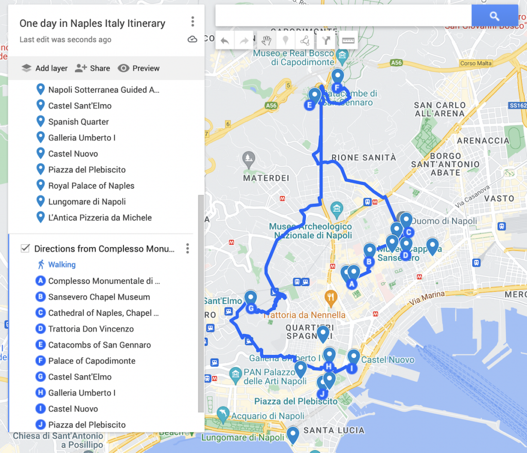 Naples Italy Map Tourist Attractions Educational Tour & Student Trip